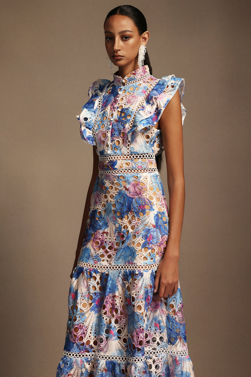 Nani Sleeveless Printed Lace Maxi Dress – Beishi