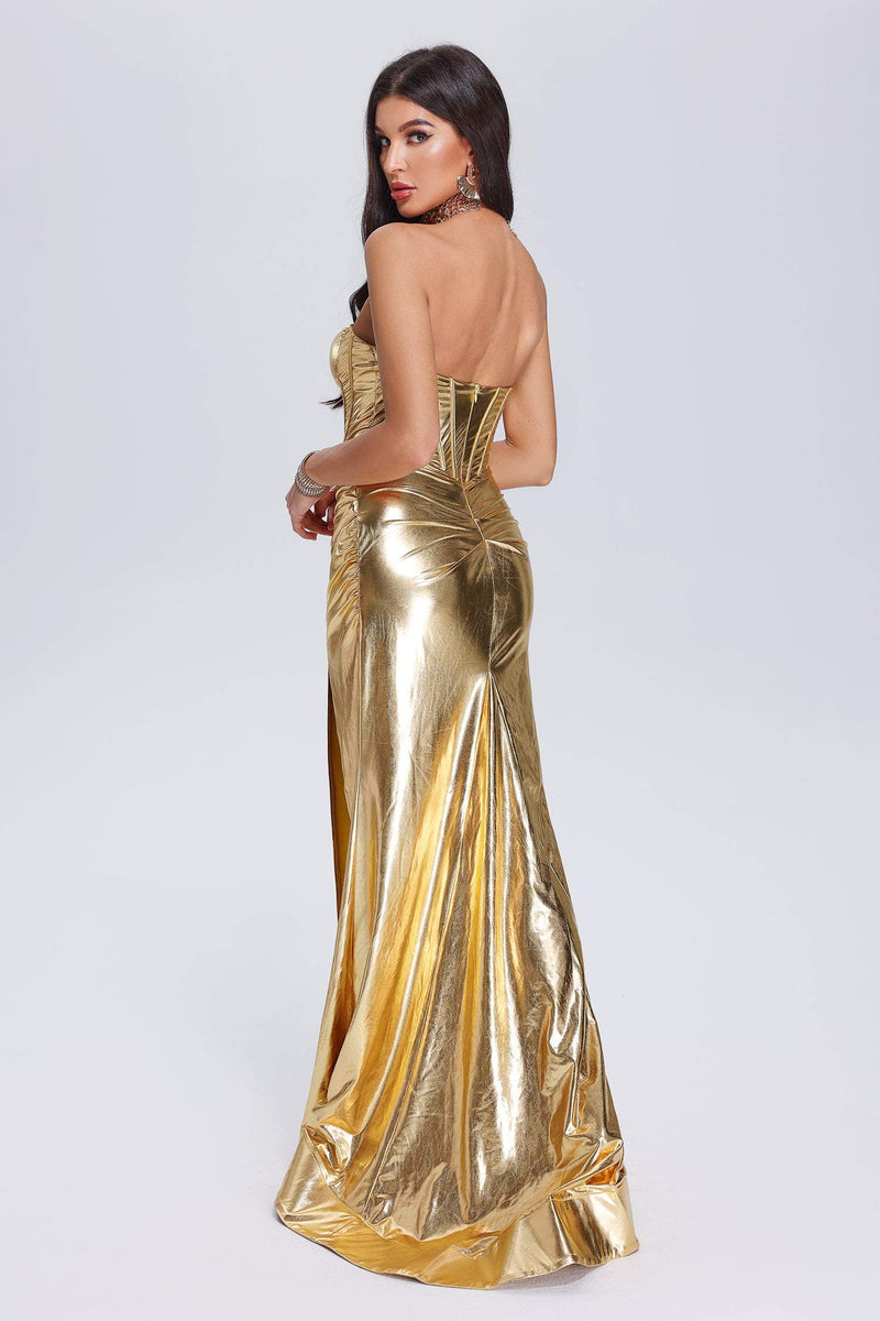 Xerca Metallic Tube Maxi Dress – Beishi